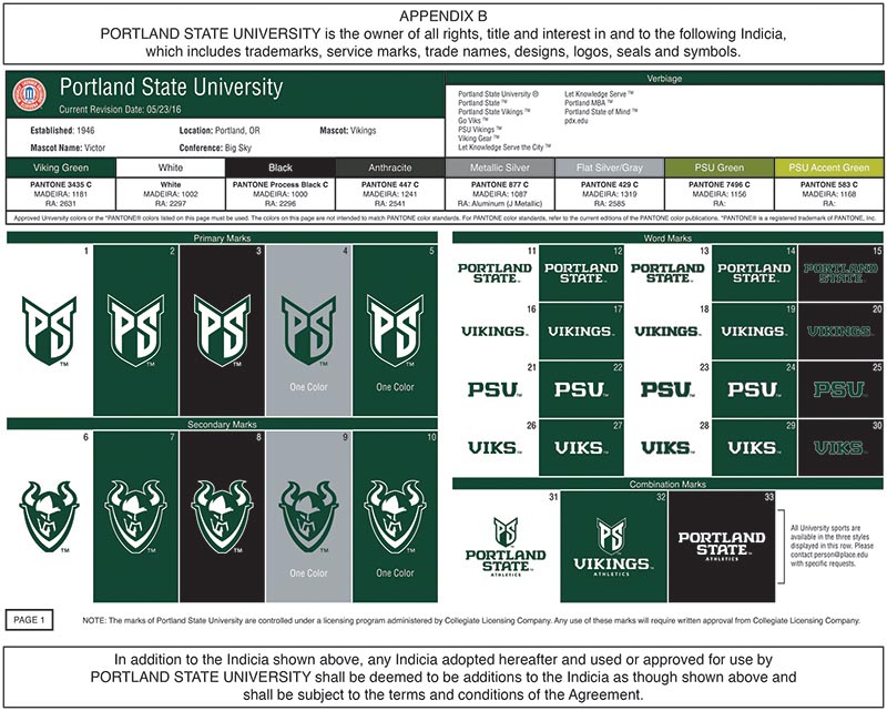 Athletics Logos art sheet | Portland State University