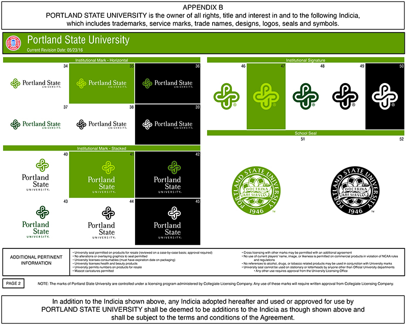 Collegiate Logos art sheet | Portland State University