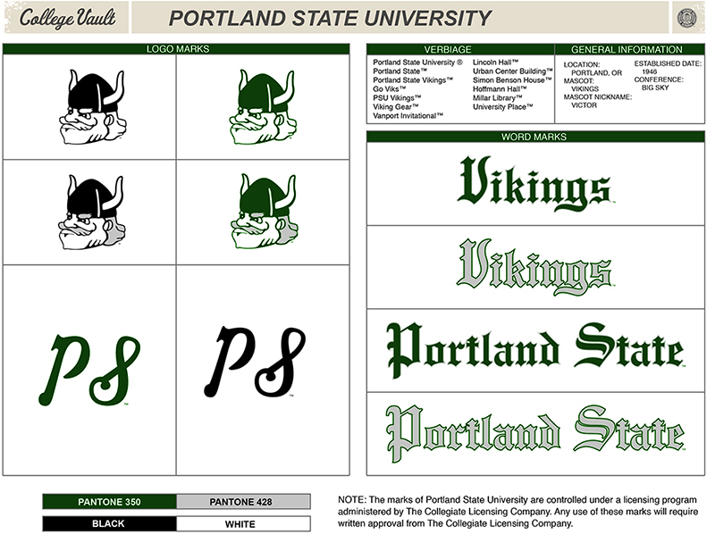 College Vault Logos art sheet | Portland State University
